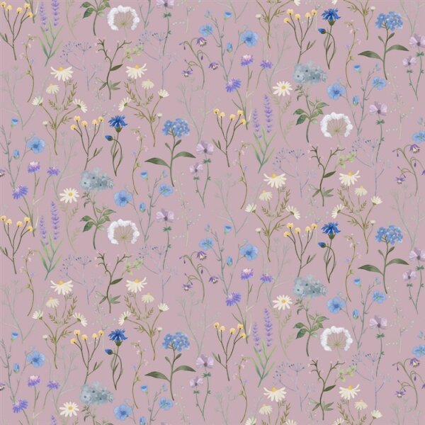 Canvas digital meadow flowers - dusky pink - vonbrachttextiles - Prem