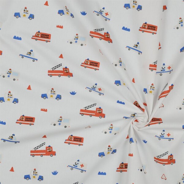 Cotton poplin Organic emergency vehicle - white - vonbrachttextiles
