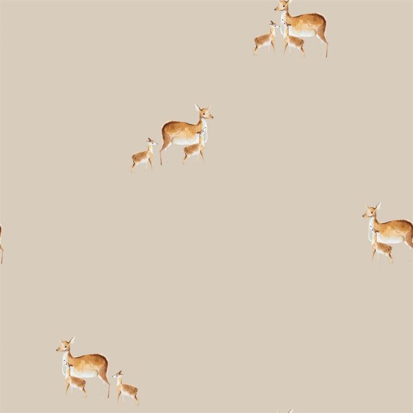 Baumwolljersey Digital Organic Rehe - beige - vonbrachttextiles - Hoc